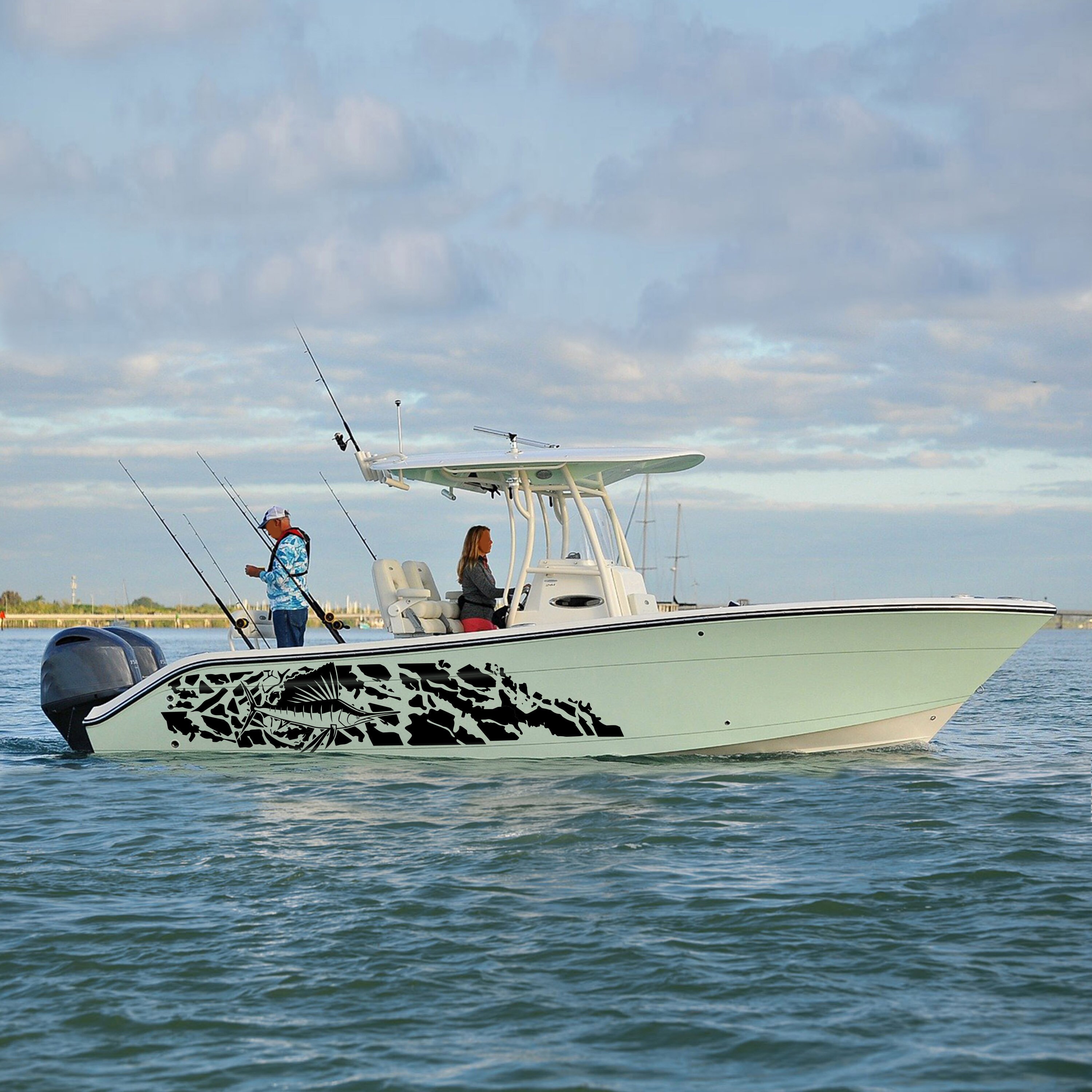 Sailfish Graphic Boat Decals Compatible With Center Console Boat Sport ...