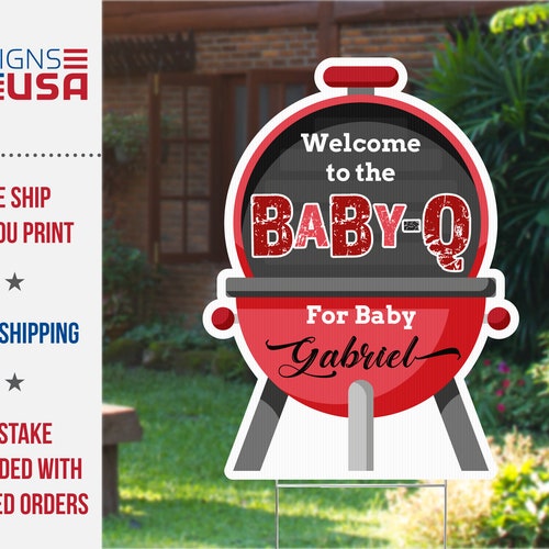 Boy Baby Q Decorations Light Blue & Red BBQ Baby Shower - Etsy Canada