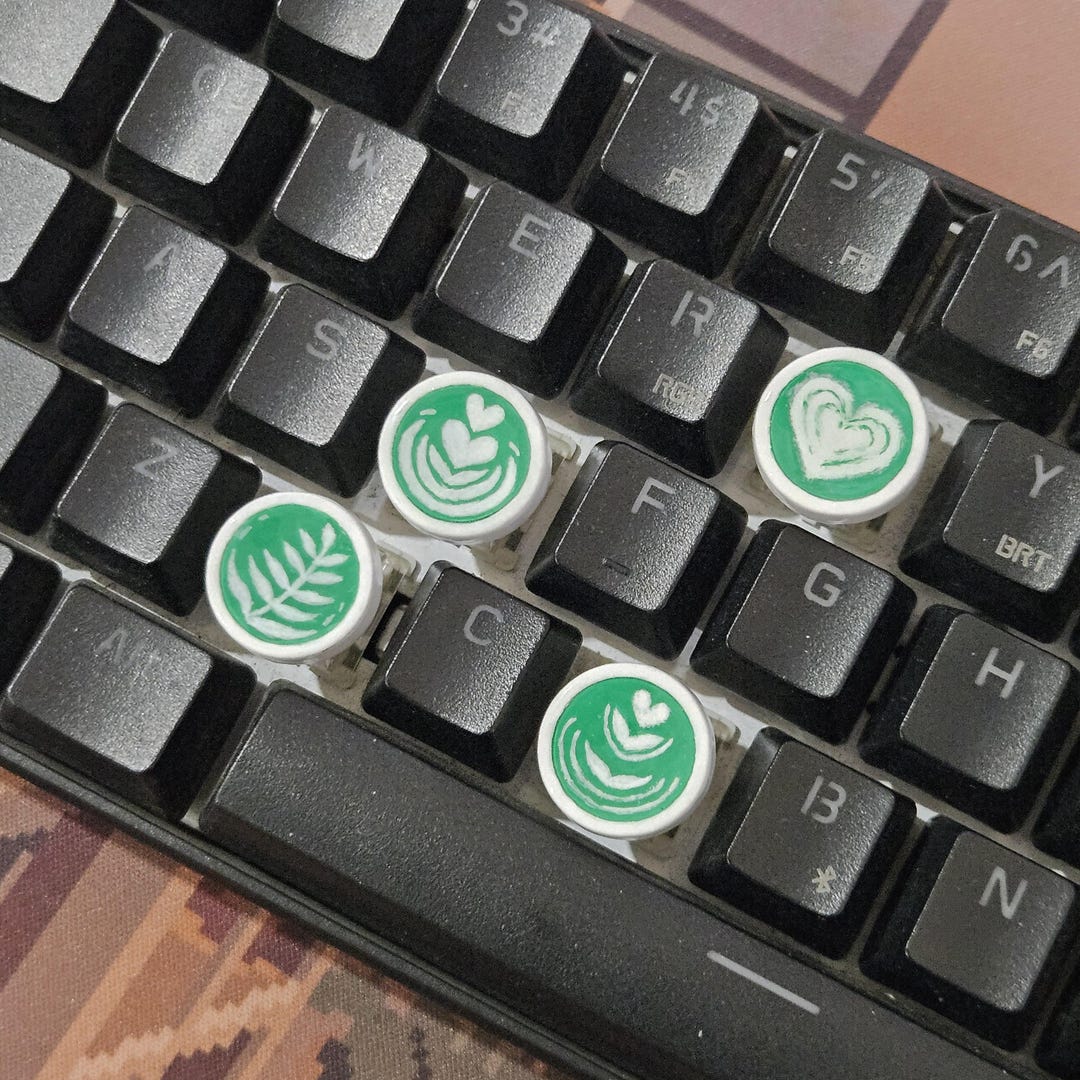 Latte Art Keycaps | Mechanical Keyboard | Round Keycaps | Coffee Art ...