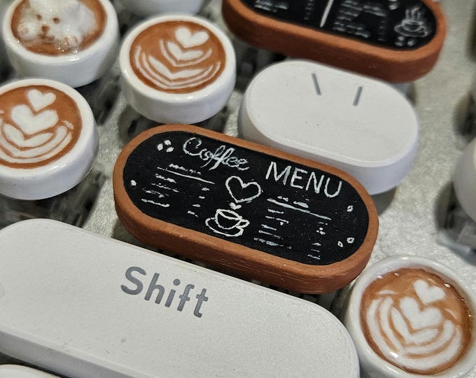 Coffee Menu Chalkboard Keycaps | Mechanical Keyboard | Round Keycaps ...