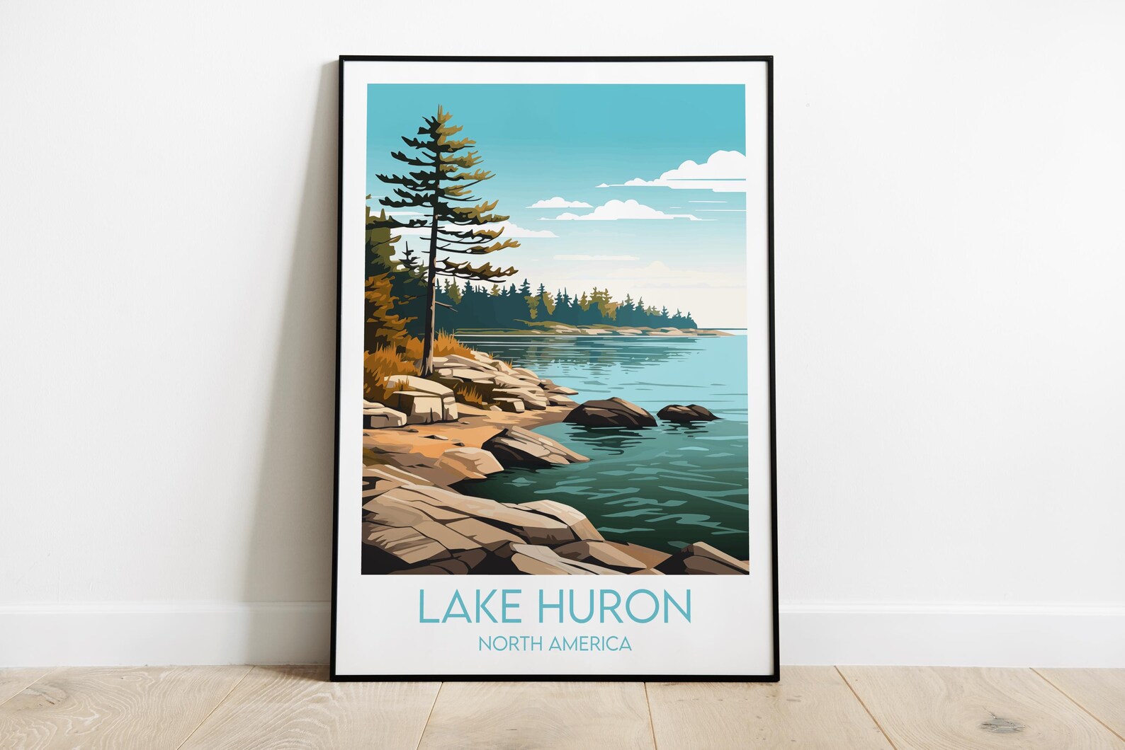 Lake Huron Travel Print - Great Lakes Poster - Custom Personalised ...