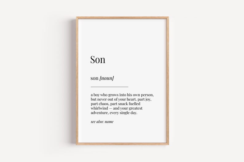 Son Definition Print - Dictionary Poster - Birthday Family Wall Art ...