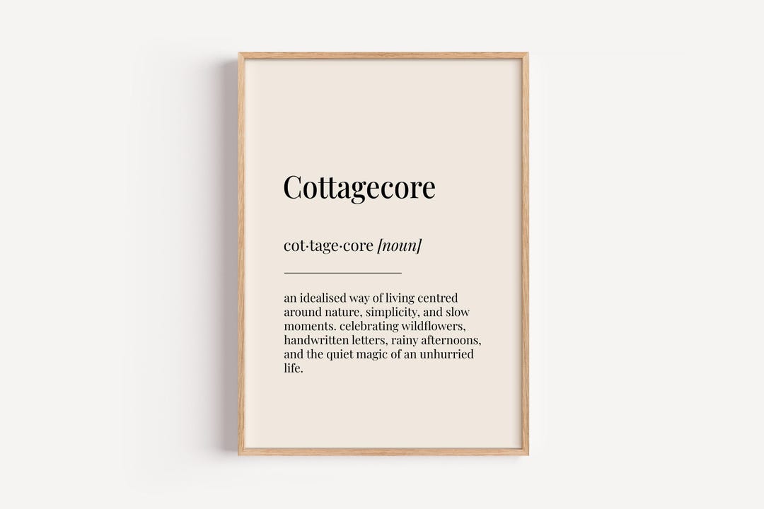Cottagecore Definition Print - Dictionary Poster - Home Living Kitchen ...