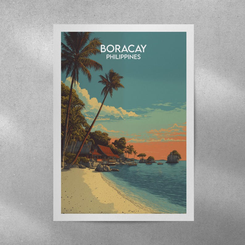 Boracay Travel Print - Philippines Poster - Custom Personalised Wedding ...
