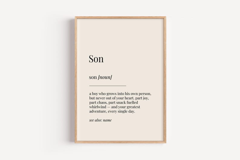 Son Definition Print - Dictionary Poster - Birthday Family Wall Art ...
