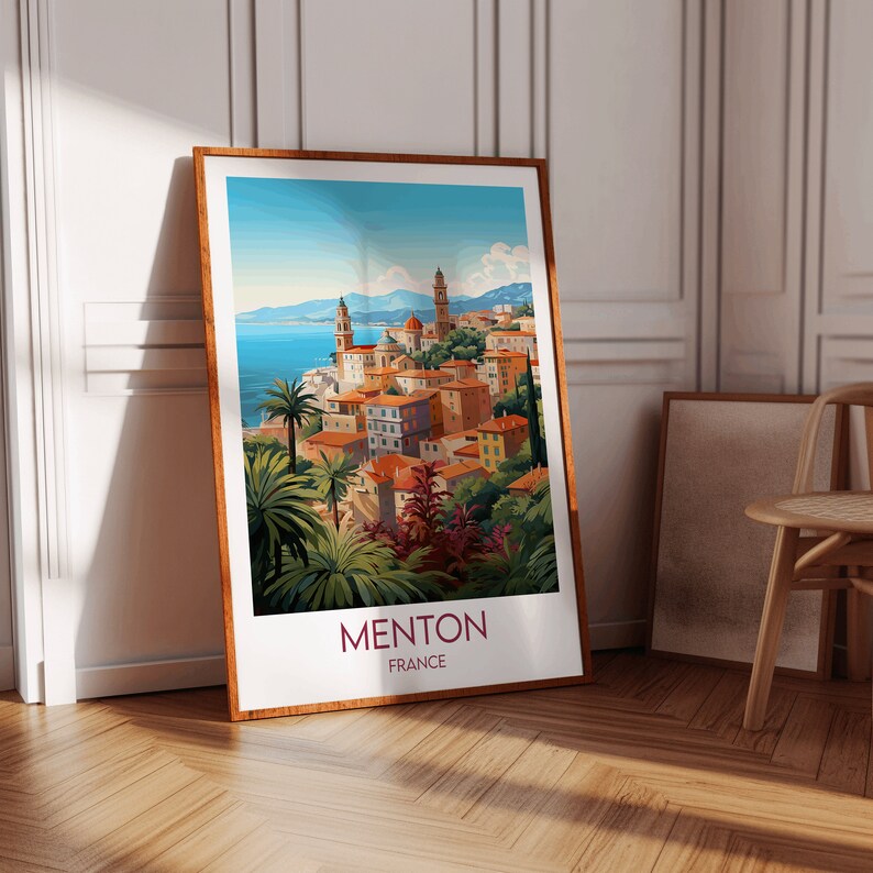 Menton Print - France Poster - Custom Personalised Wedding Birthday ...