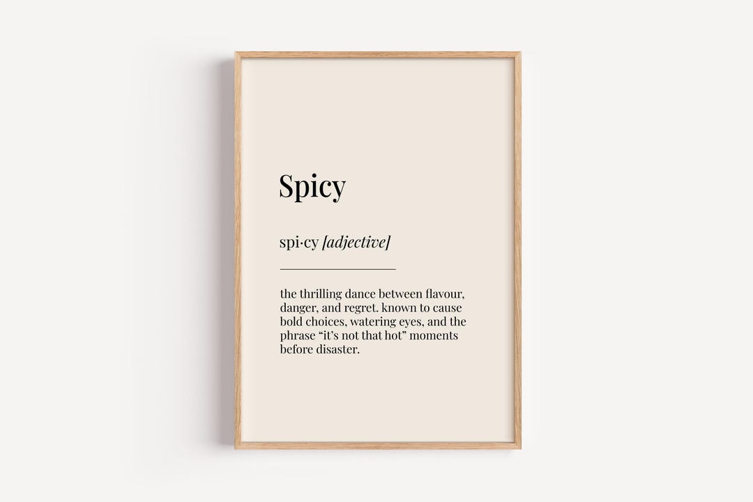 Spicy Definition Print - Dictionary Poster - Food Kitchen Wall Art ...