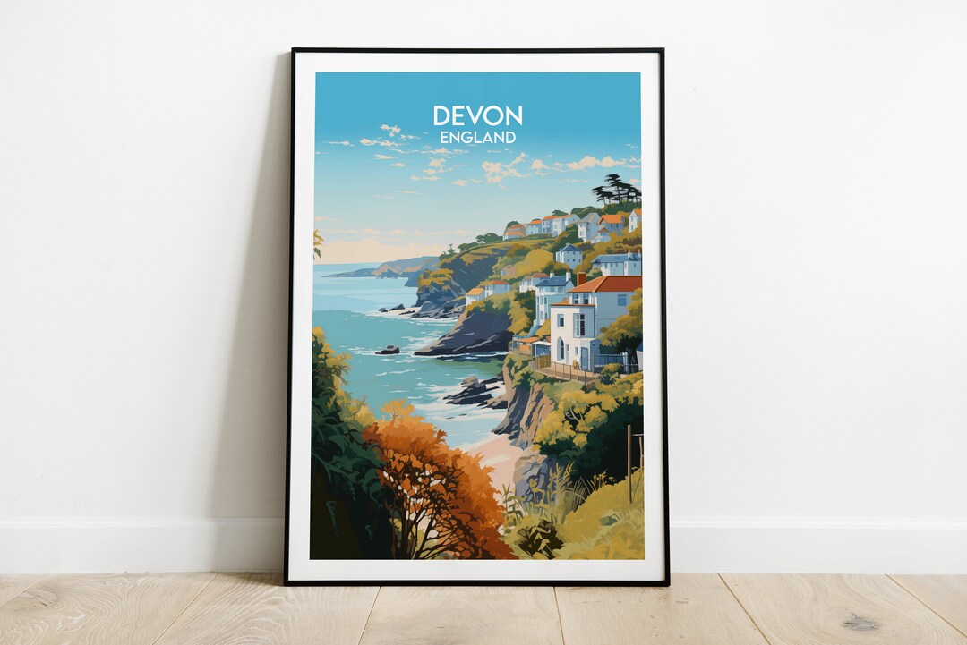Devon Travel Print - England UK Poster - Custom Personalised Wedding ...