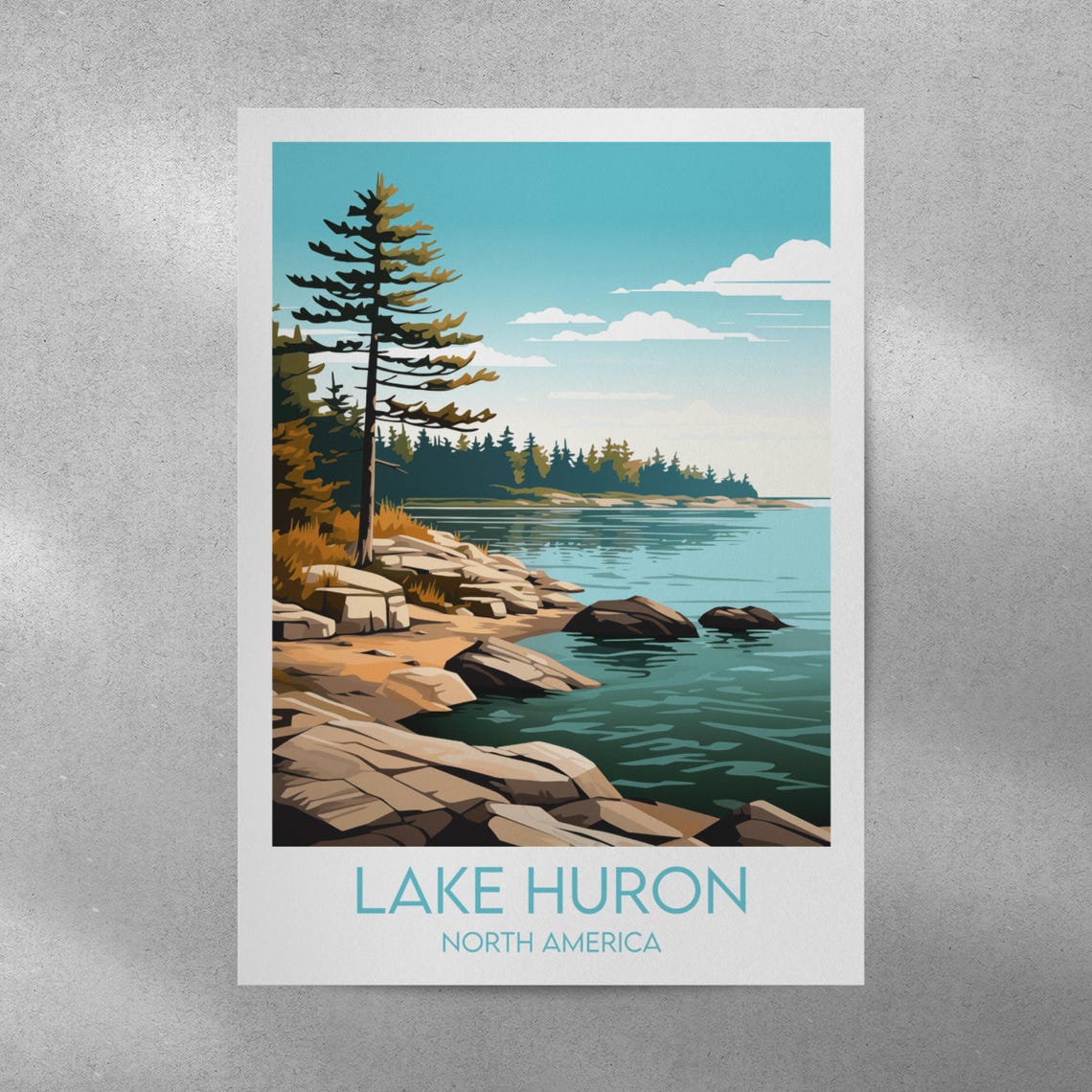 Lake Huron Travel Print - Great Lakes Poster - Custom Personalised ...