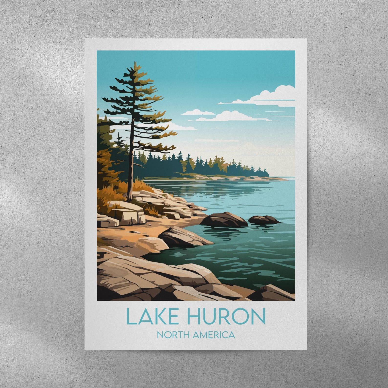 Lake Huron Travel Print - Great Lakes Poster - Custom Personalised ...
