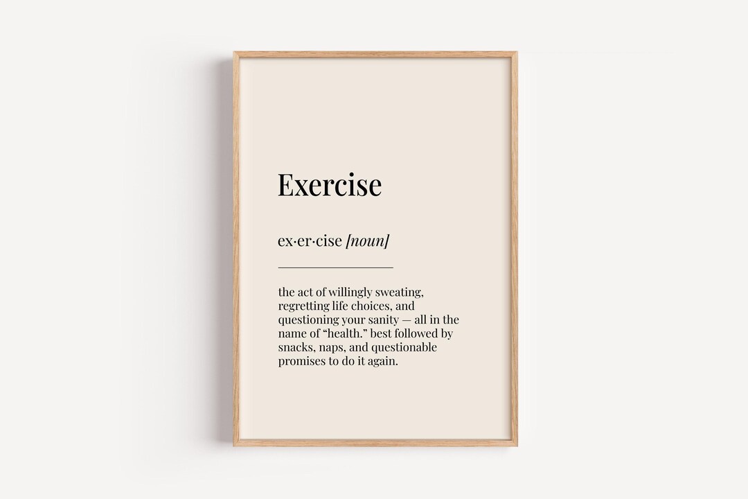 Exercise Definition Print - Dictionary Poster - Home Gym Office Wall ...