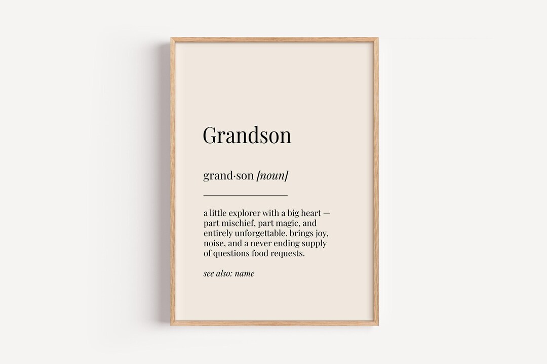 Grandson Definition Print - Dictionary Poster - Birthday Family Wall ...
