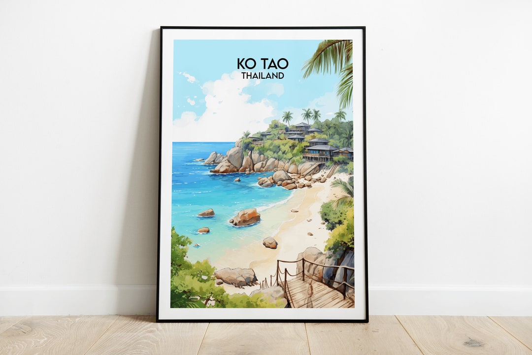 Ko Tao Travel Print - Thailand Poster - Custom Personalised Wedding ...