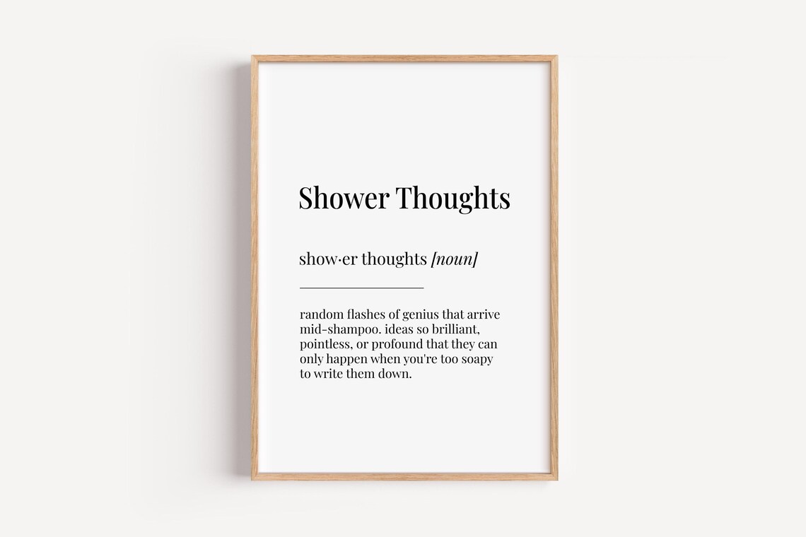 Shower Thoughts Definition Print - Dictionary Poster - Home Bathroom ...