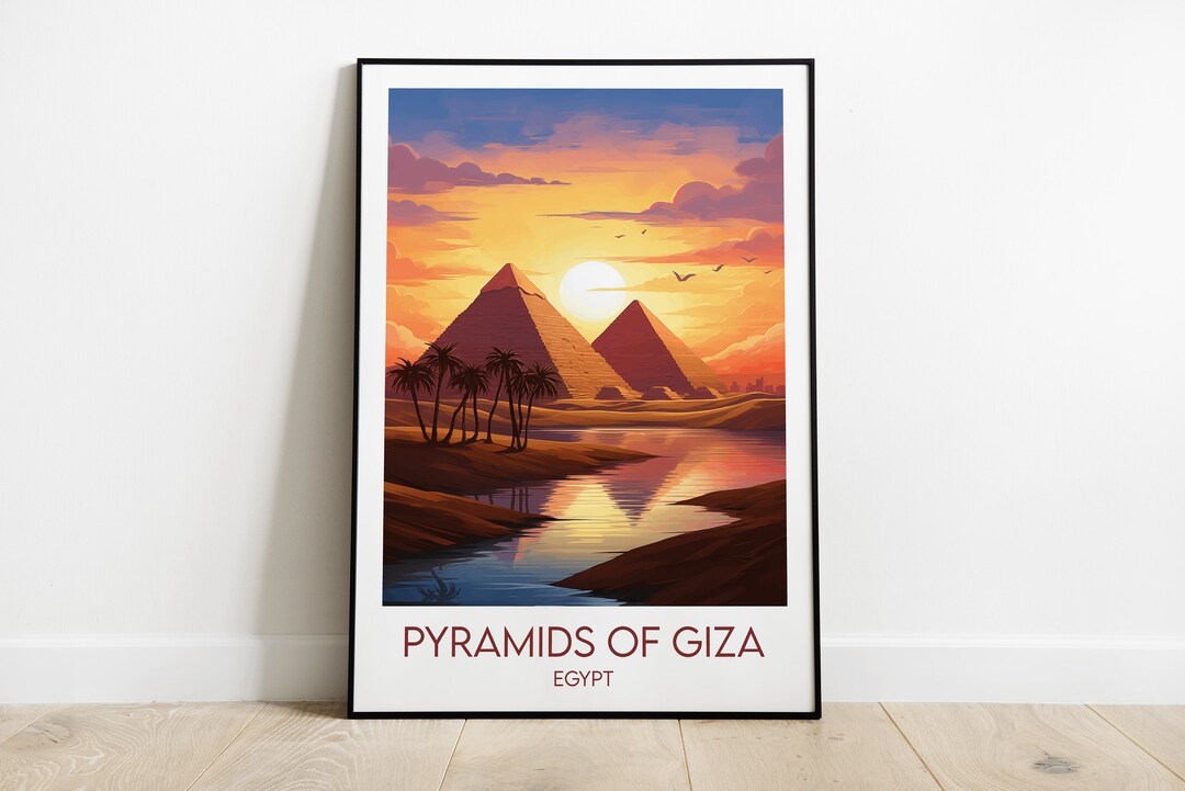 Great Pyramids of Giza Travel Print - Cairo Egypt Poster - Custom ...