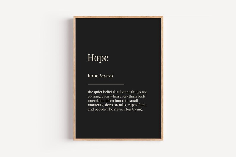 Hope Definition Print - Dictionary Poster - Home Wall Art Funny Gift ...