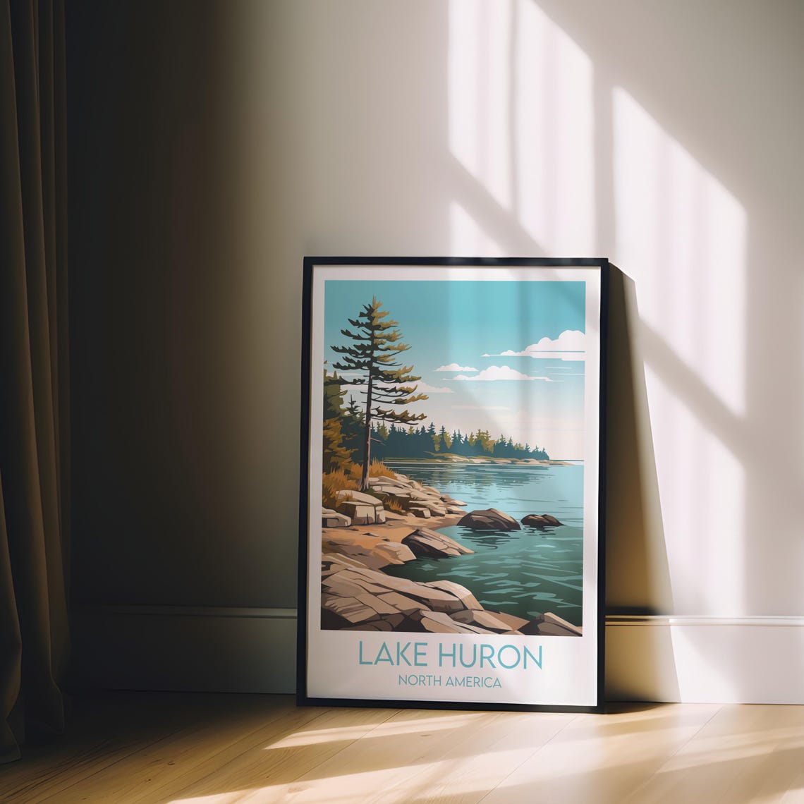 Lake Huron Travel Print - Great Lakes Poster - Custom Personalised ...