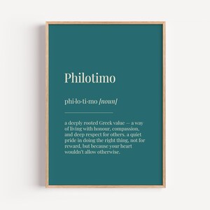 Philotimo Definition Print - Dictionary Poster - Greek Home Wall Art ...