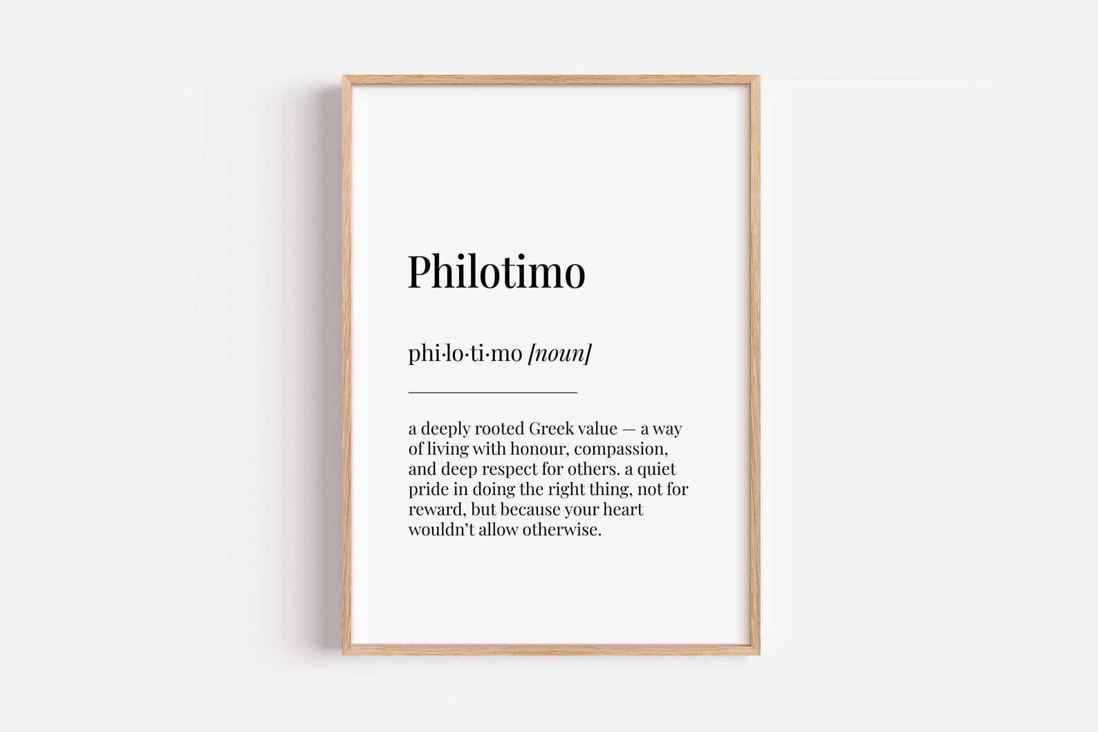 Philotimo Definition Print - Dictionary Poster - Greek Home Wall Art ...