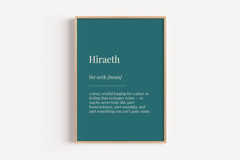Hiraeth Definition Print - Dictionary Poster - Welsh Wall Art Funny ...