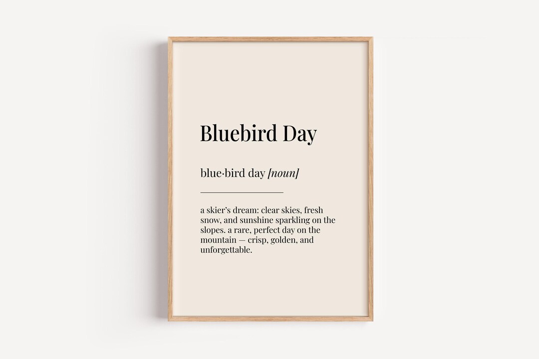 Bluebird Day Definition Print - Dictionary Poster - Ski Wall Art Funny ...