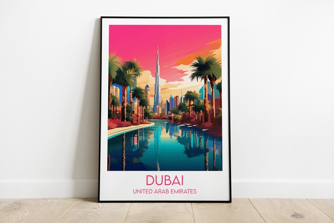 Dubai Travel Print - United Arab Emirates Poster - Custom Personalised ...