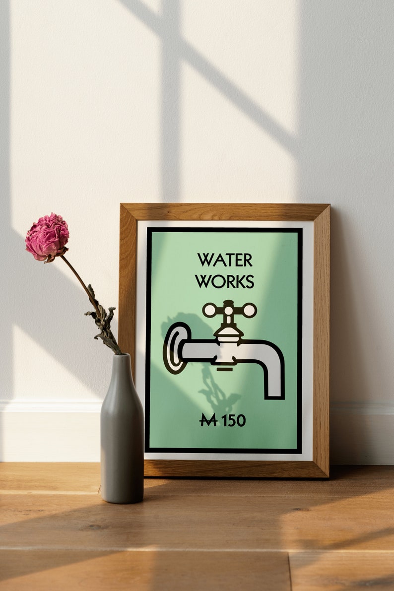 Waterworks Monopoly Inspired Bathroom Print Poster | A3 A4 A5 | Funny ...