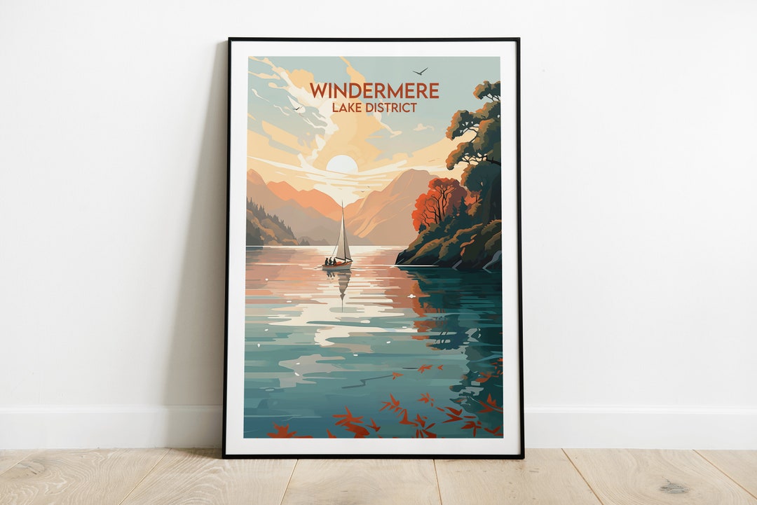 Windermere Lake Distrct Travel Print - United Kingdom Poster - Custom ...