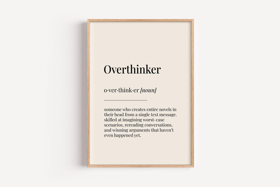 Overthinker Definition Print - Dictionary Poster - Home Office Wall Art ...