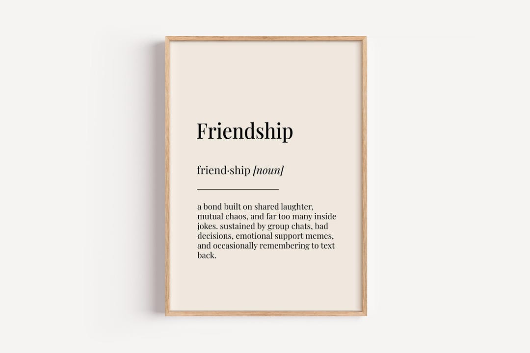 Friendship Definition Print - Dictionary Poster - Home Wall Art Funny ...