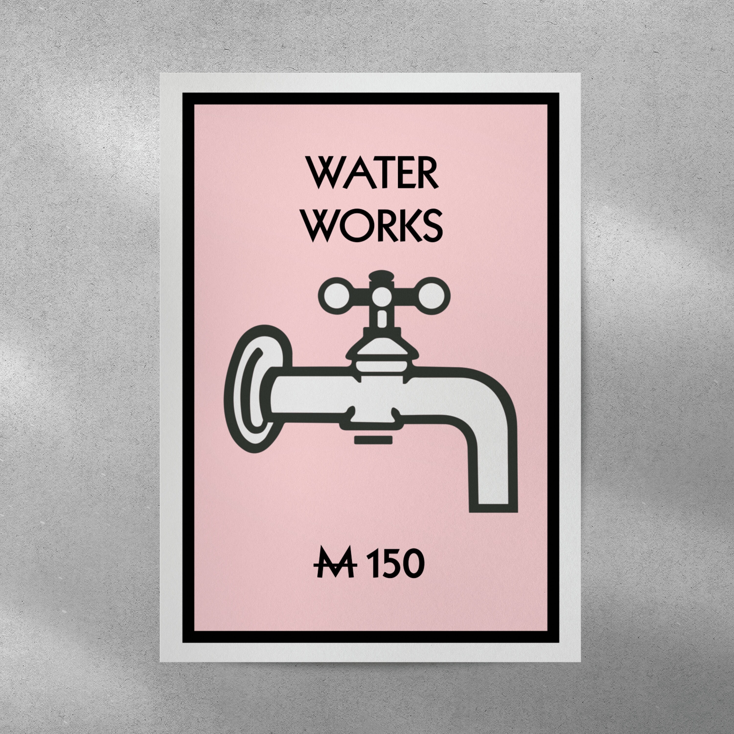 Waterworks Pink Monopoly Inspired Bathroom Print Poster A3 - Etsy