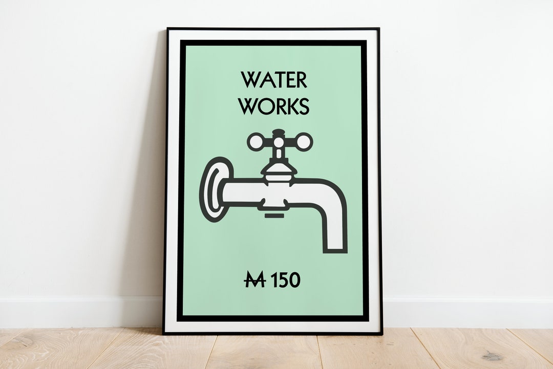 Waterworks Monopoly Inspired Bathroom Print Poster | A3 A4 A5 | Funny ...