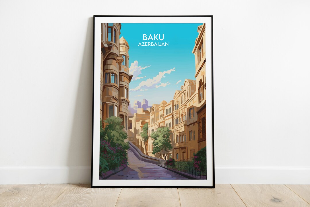 Baku Travel Print - Azerbaijan Poster - Custom Personalised Wedding ...