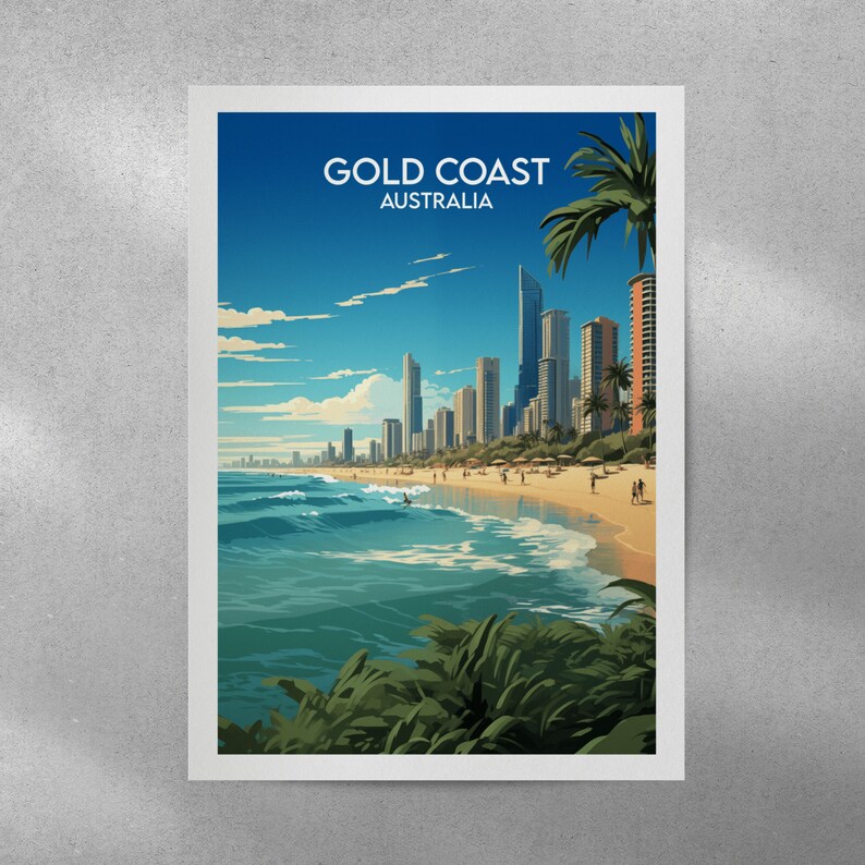Gold Coast Travel Print - Australia Poster - Custom Personalised ...