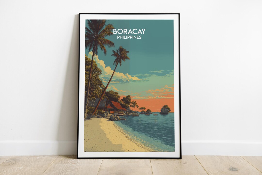 Boracay Travel Print - Philippines Poster - Custom Personalised Wedding ...