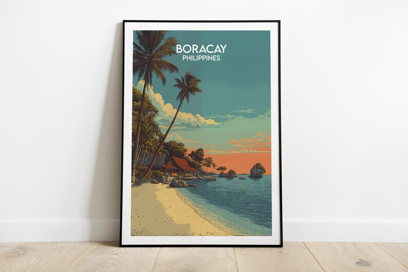 Boracay Travel Print - Philippines Poster - Custom Personalised Wedding ...