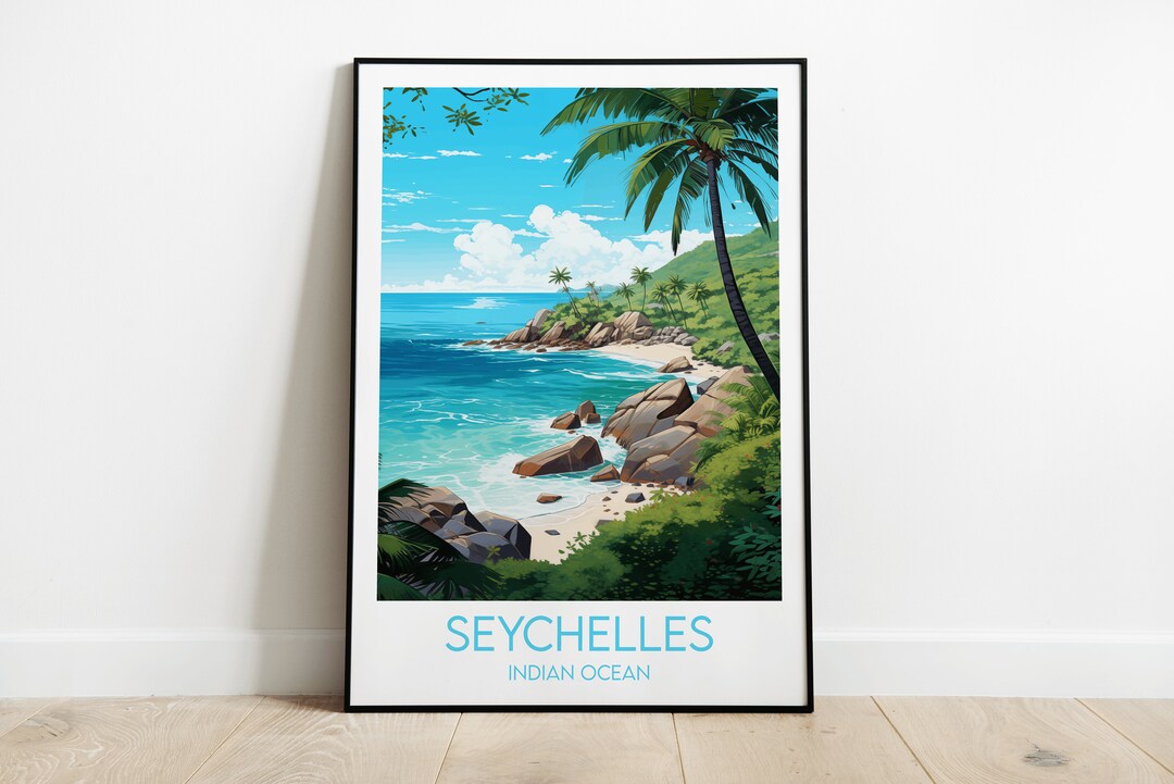 Seychelles Travel Print - Indian Ocean Poster - Custom Personalised Wedding Birthday Gift - Etsy
