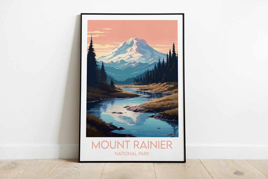 Mount Rainier National Park Travel Print - United States Poster ...
