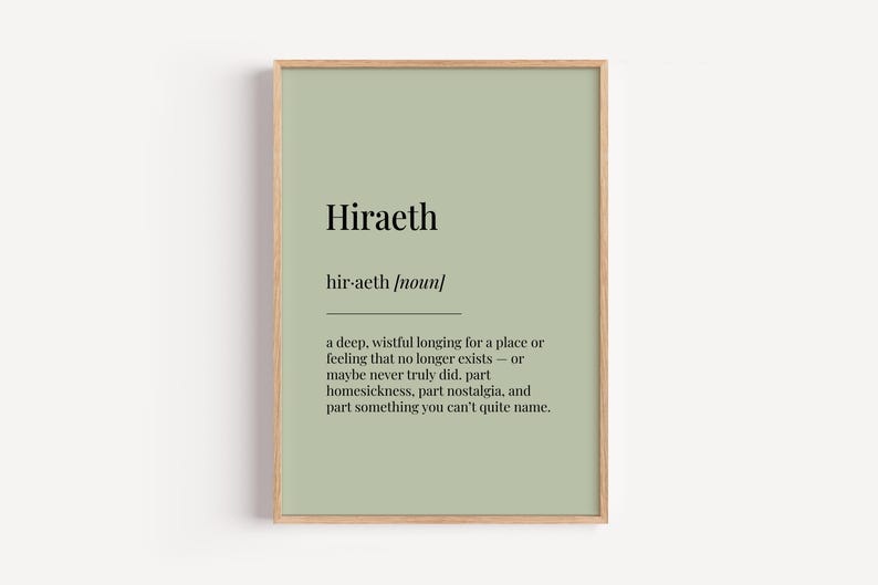 Hiraeth Definition Print - Dictionary Poster - Welsh Wall Art Funny ...