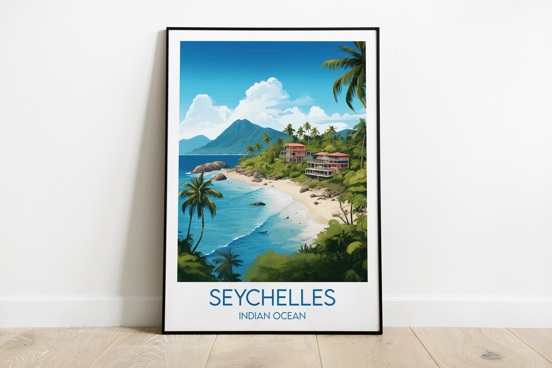 Seychelles Travel Print - Indian Ocean Poster - Custom Personalised Wedding Birthday Gift - Etsy