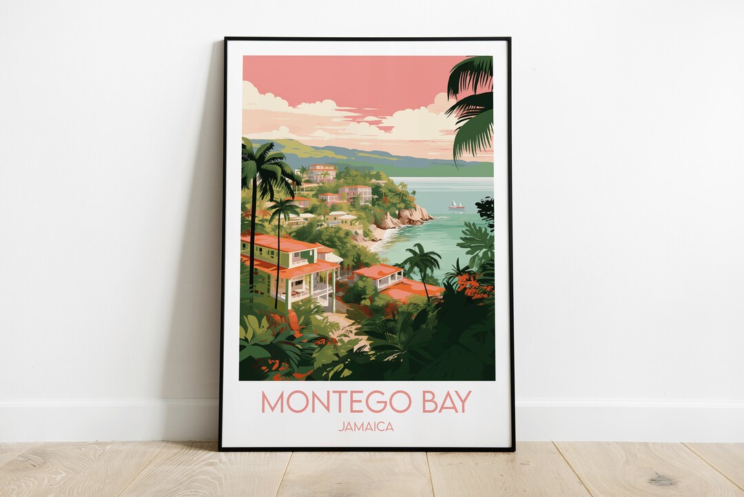 Montego Bay Travel Print - Jamaica Poster - Custom Personalised Wedding ...