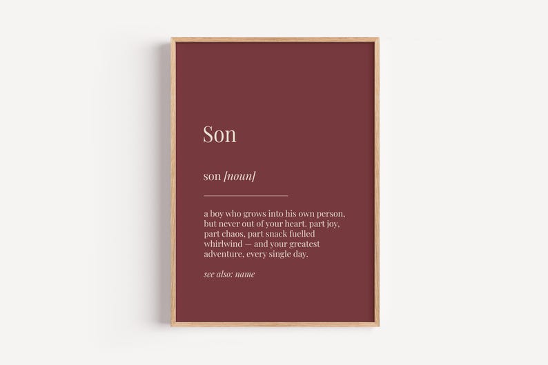 Son Definition Print - Dictionary Poster - Birthday Family Wall Art ...