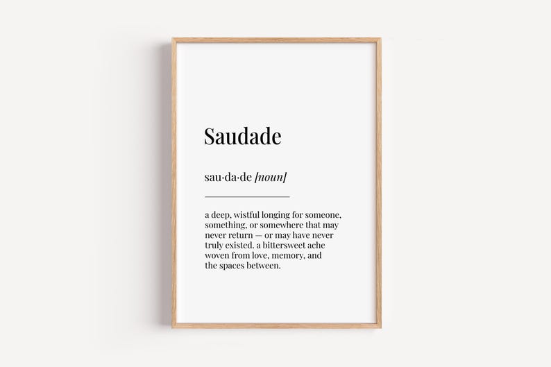 Saudade Definition Print - Dictionary Poster - Portuguese Wall Art ...