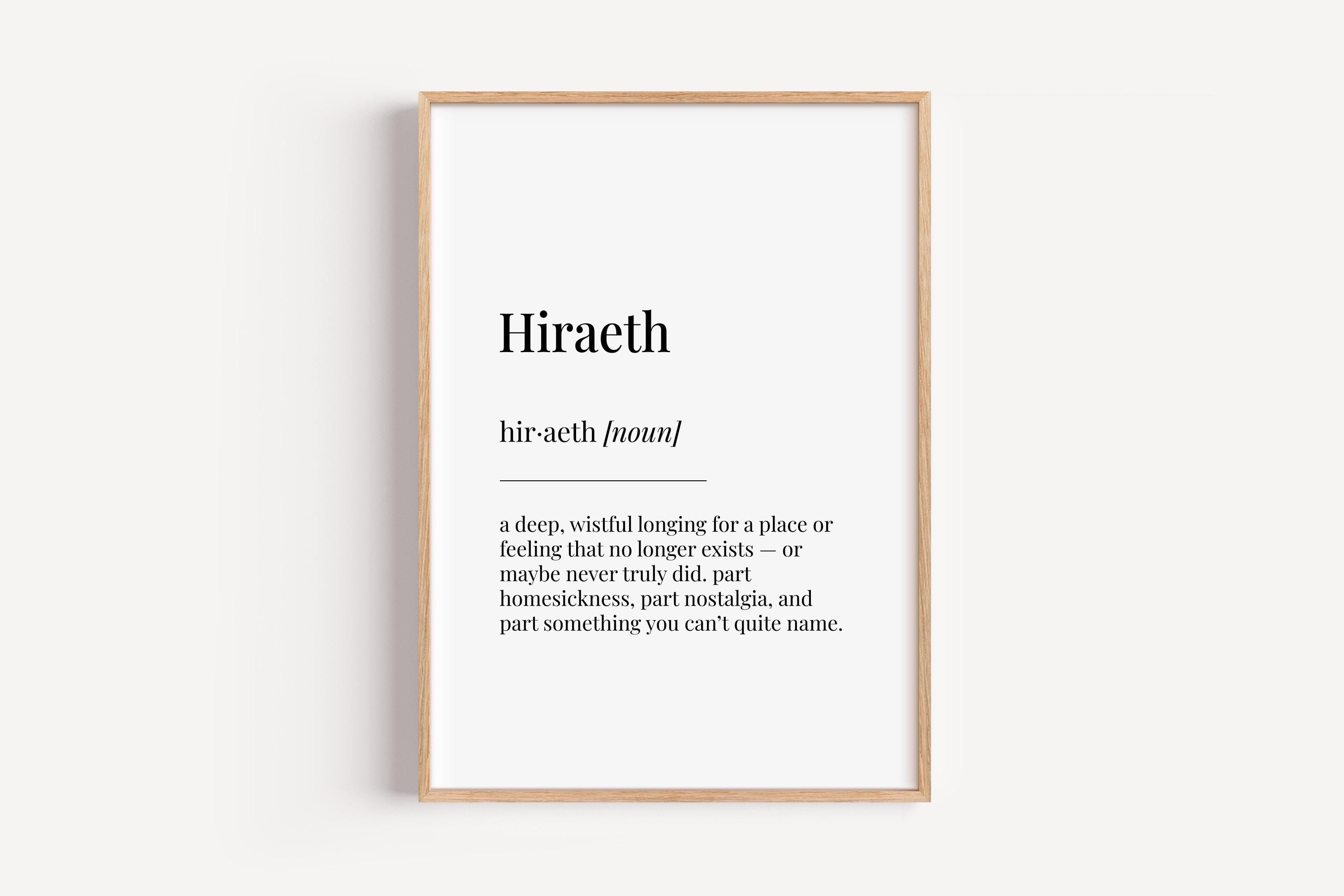 Hiraeth Definition Print - Dictionary Poster - Welsh Wall Art Funny ...