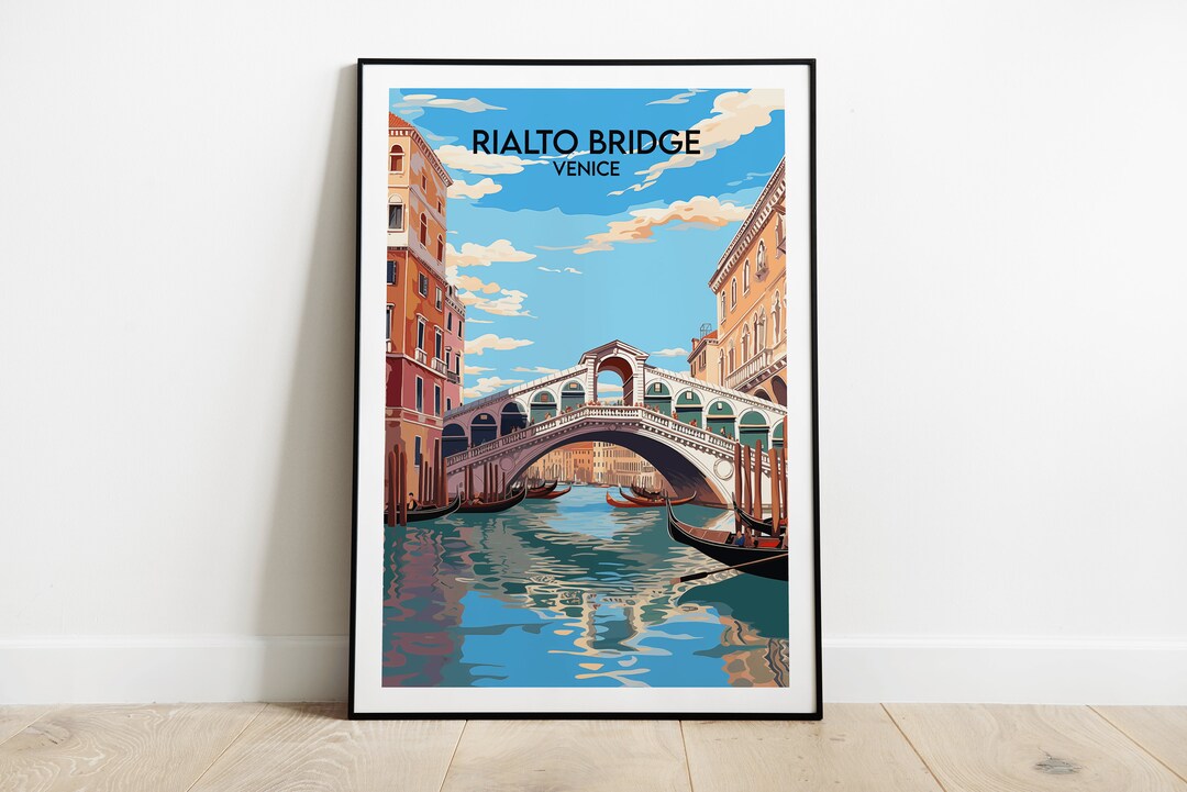 Rialto Bridge Venice Print - Italy Poster - Custom Personalised Wedding ...