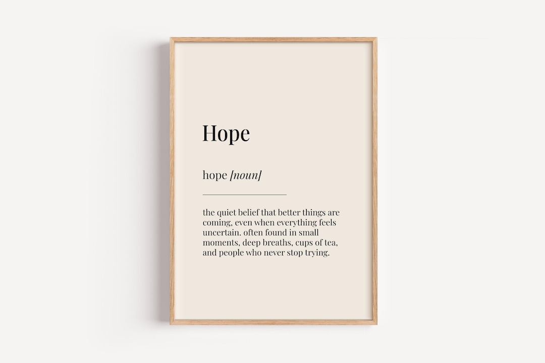 Hope Definition Print - Dictionary Poster - Home Wall Art Funny Gift ...