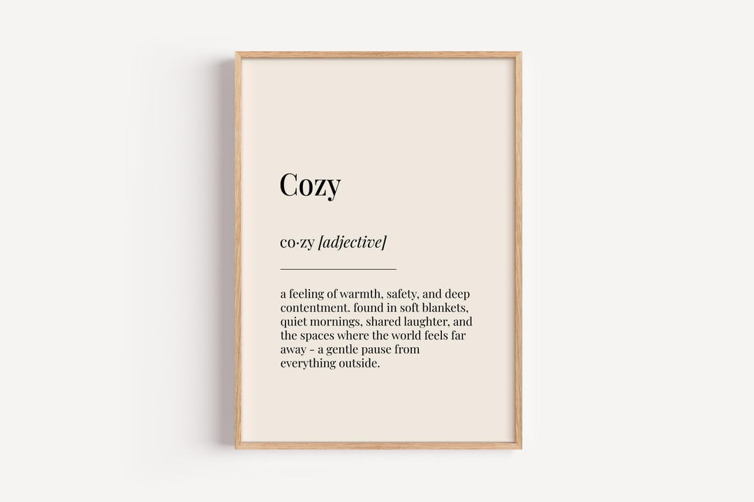Cozy Definition Print - Dictionary Poster - Home Living Bedroom Wall ...
