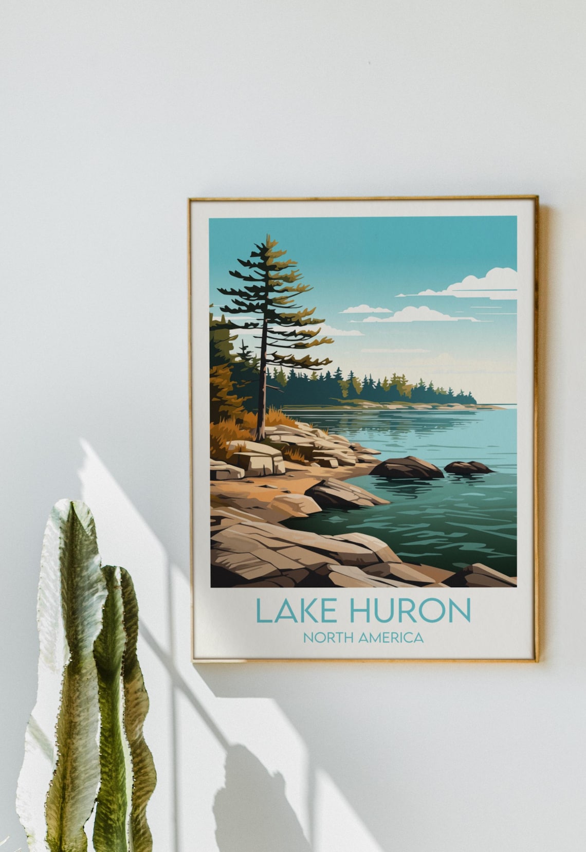 Lake Huron Travel Print - Great Lakes Poster - Custom Personalised ...