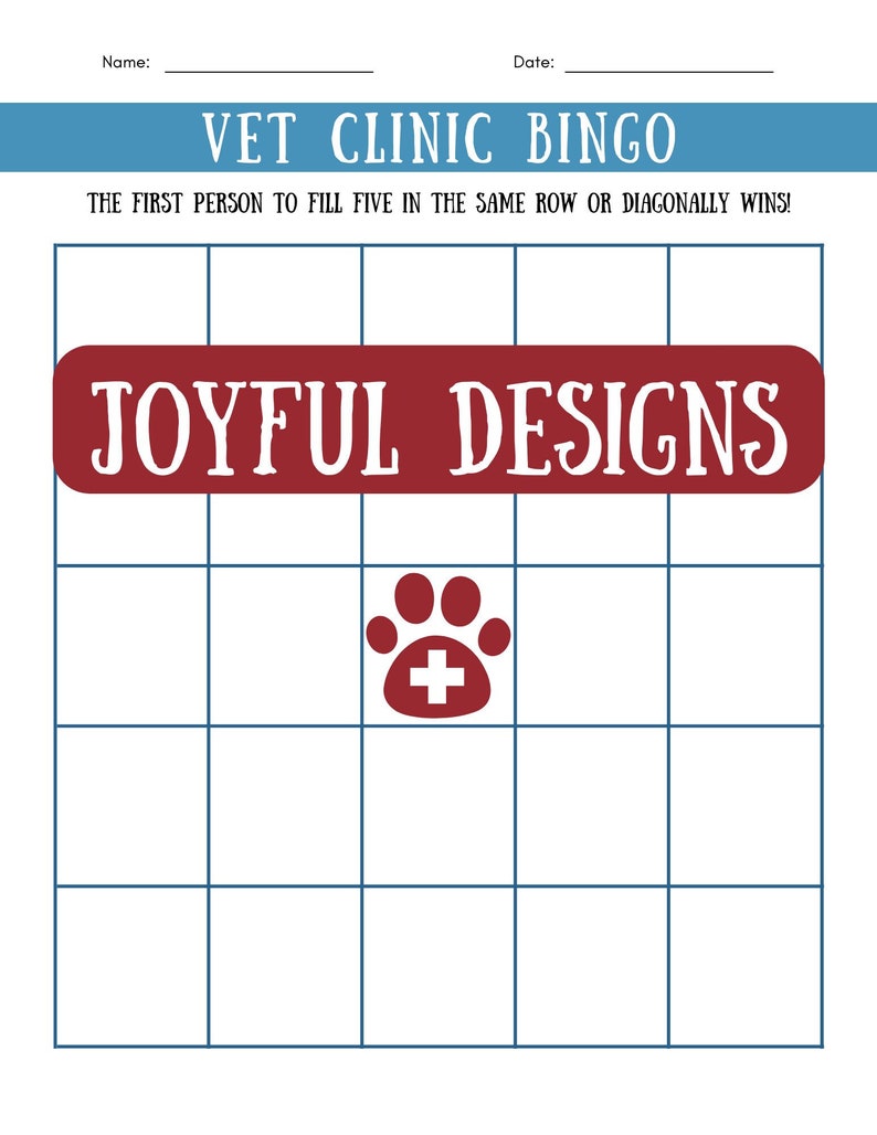 Animal Hospital Veterinary Clinic Staff BINGO Game! Fun Enrichment for ...