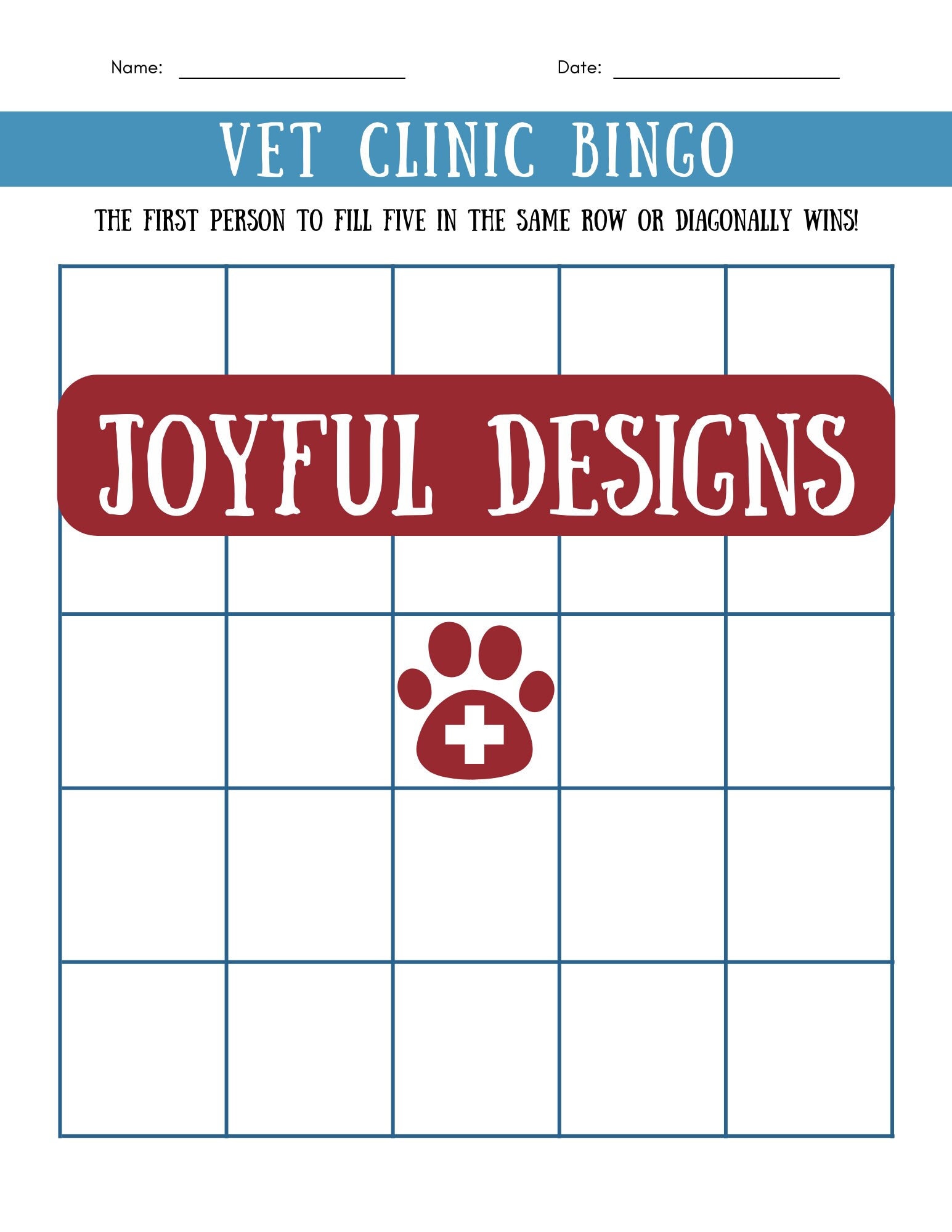 Animal Hospital Veterinary Clinic Staff BINGO Game! Fun Enrichment for ...